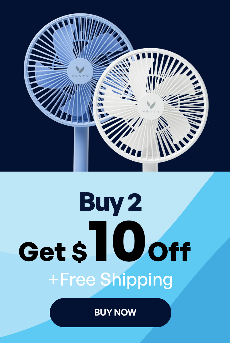 Venty Fan Rechargeable & Portable Fan - 48-Hour Battery Life – V E N T Y