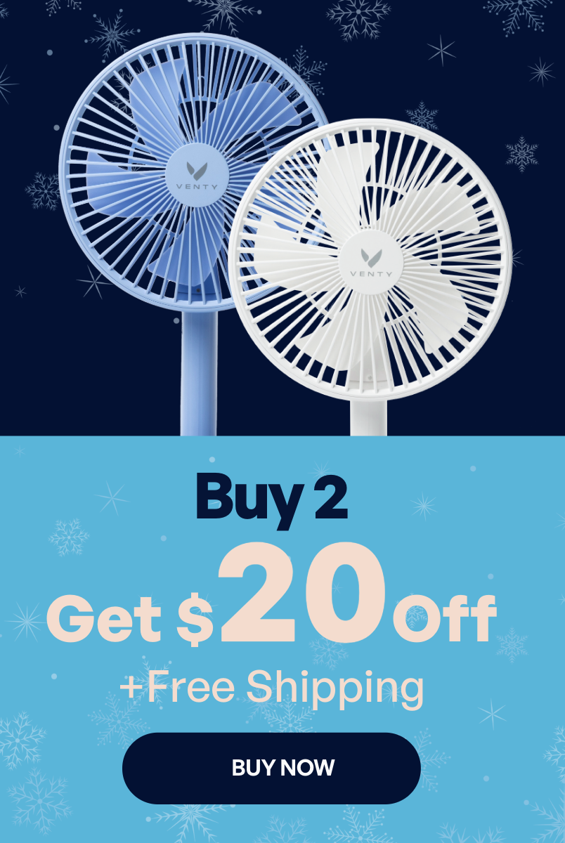 Venty Fan Rechargeable & Portable Fan - 48-Hour Battery Life – V E N T Y