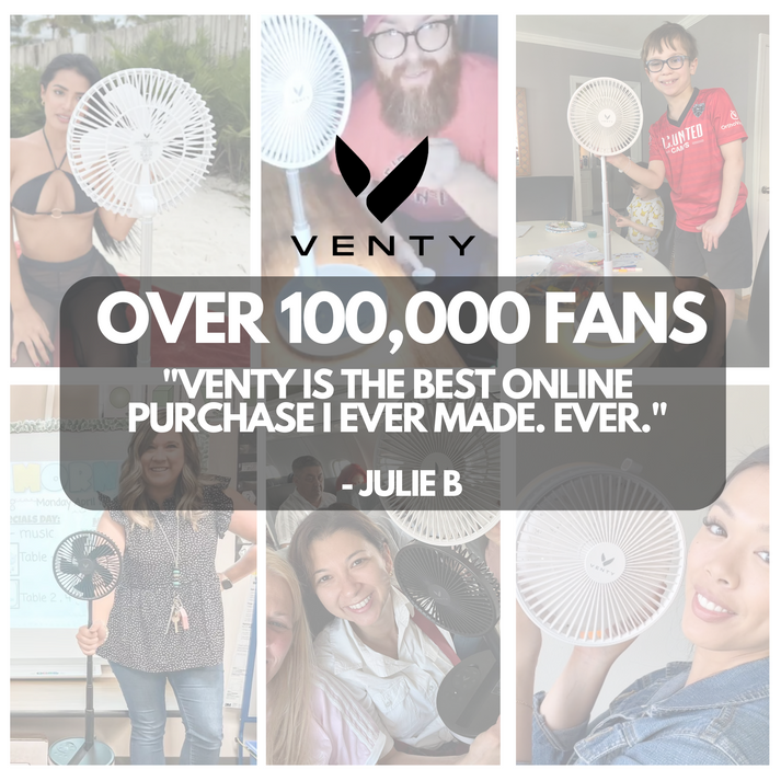 Venty Fan Rechargeable & Portable Fan - 48-Hour Battery Life – V E N T Y